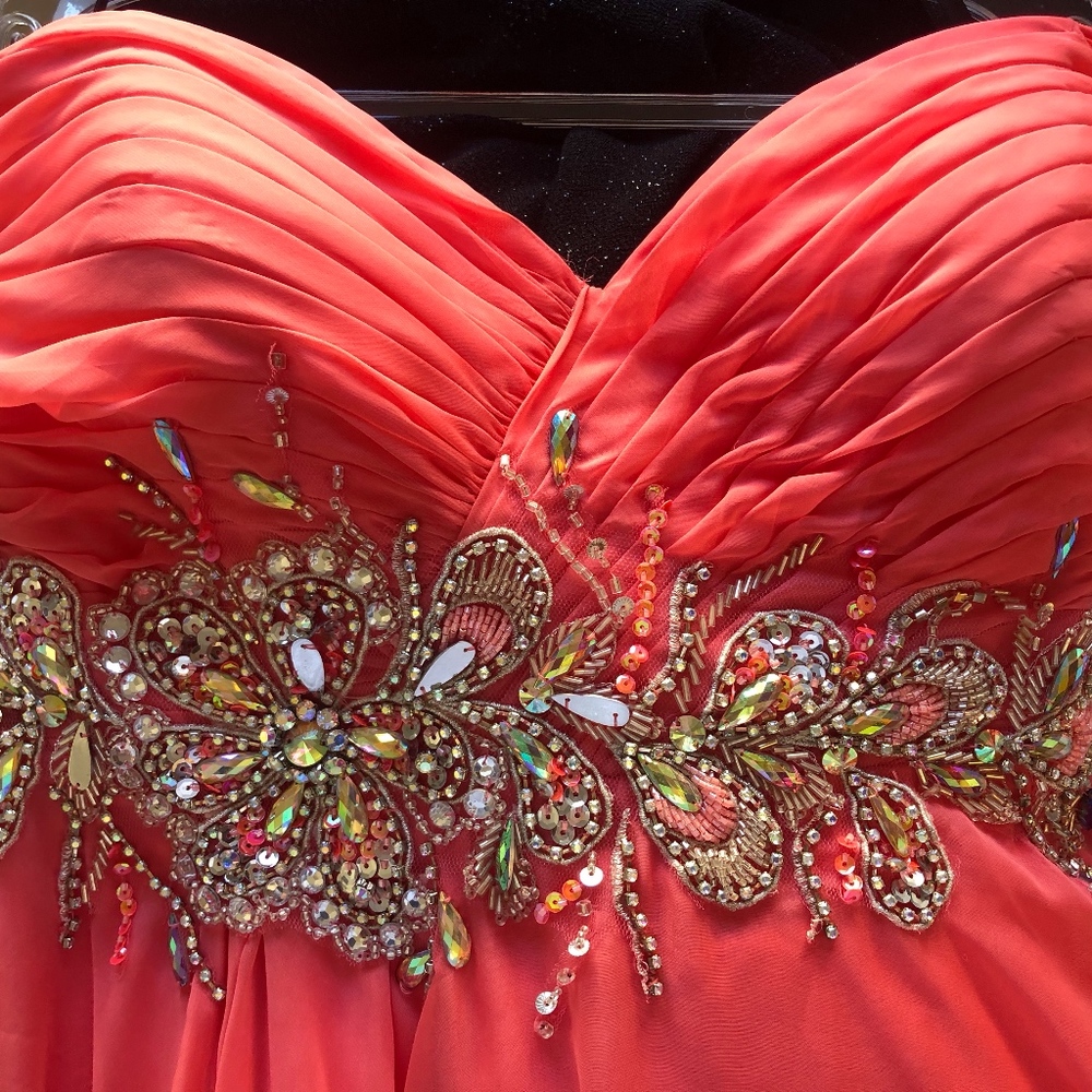 Strapless Coral Prom Dress - Gem